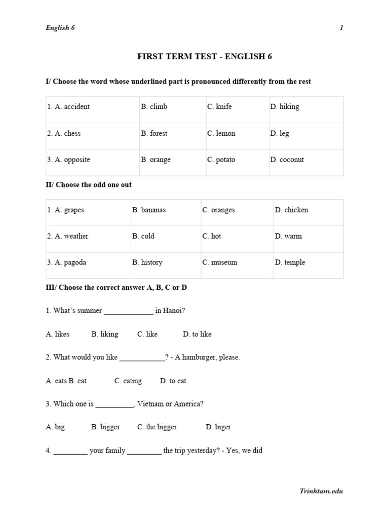 first term test 6 | PDF