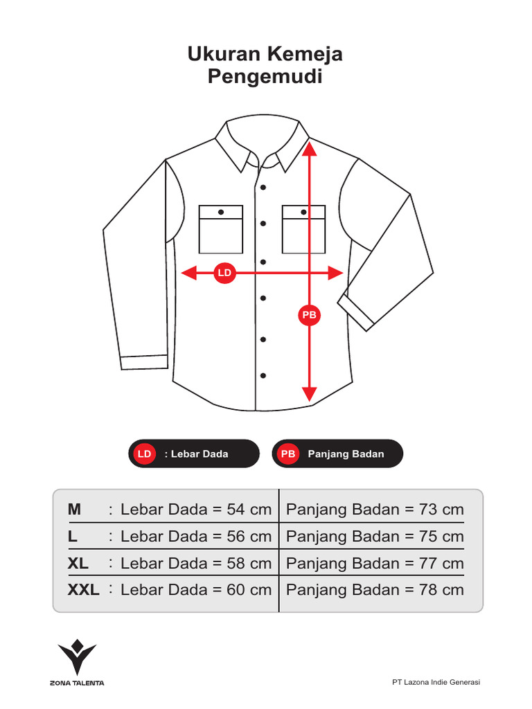 Size Chart Seragam Karyawan | PDF