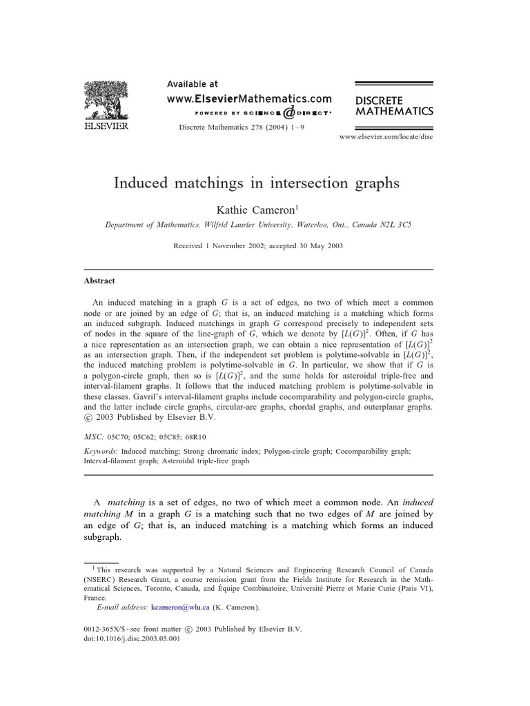 Induced-matchings-in-intersection-graphs_2004_Discrete-Mathematics | PDF
