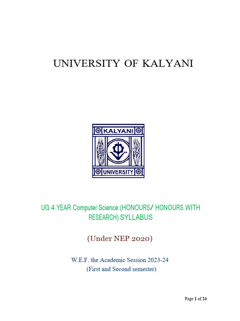 1st Year UG CS NEP 2023-24 | PDF