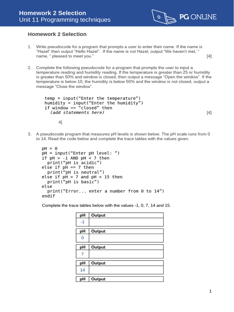 Programming Techniques Homework 2 Selection | PDF