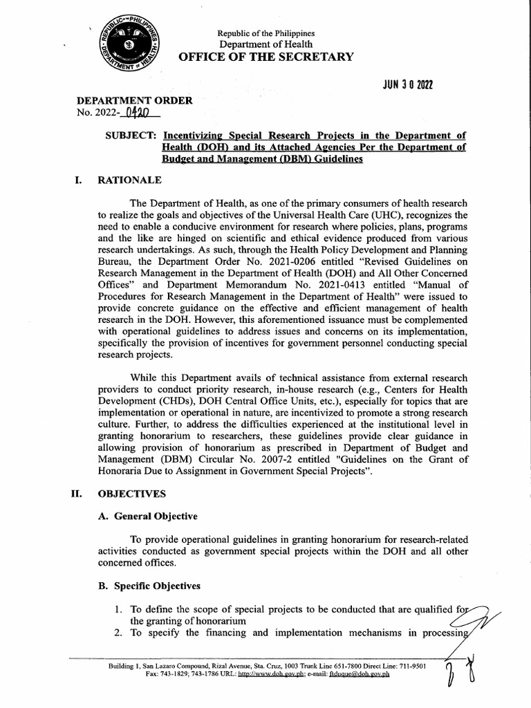 Do2022 0420 Incentivizing Special Research Projects in The Department ...