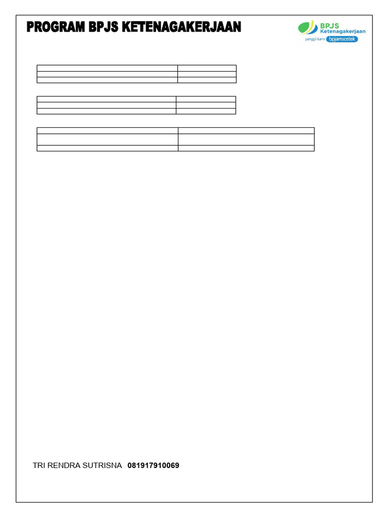 Form Pendaftaran BPJS Ketenagakerjaan 2021 (Pkbu - Anemone) | PDF