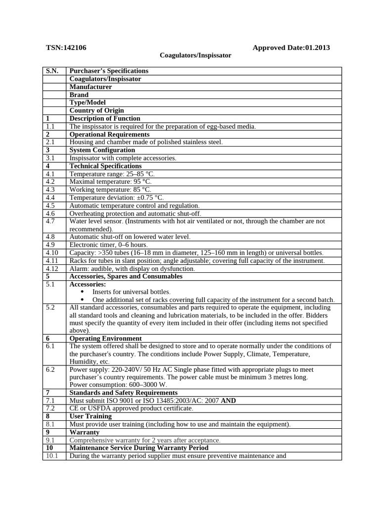 Coagulators Inspissator | PDF