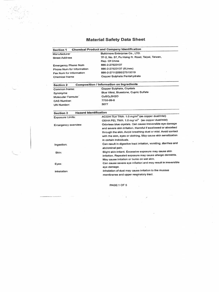 MSDS Copper BM | PDF