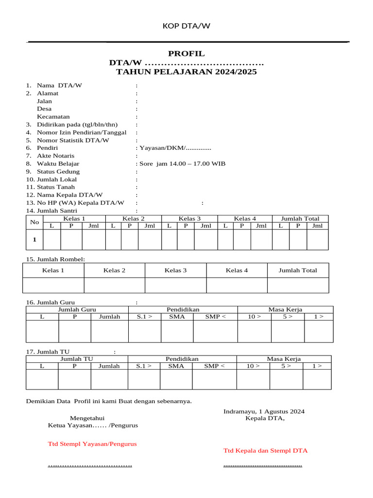 Profil Dta w 2024 2025 Ok | PDF
