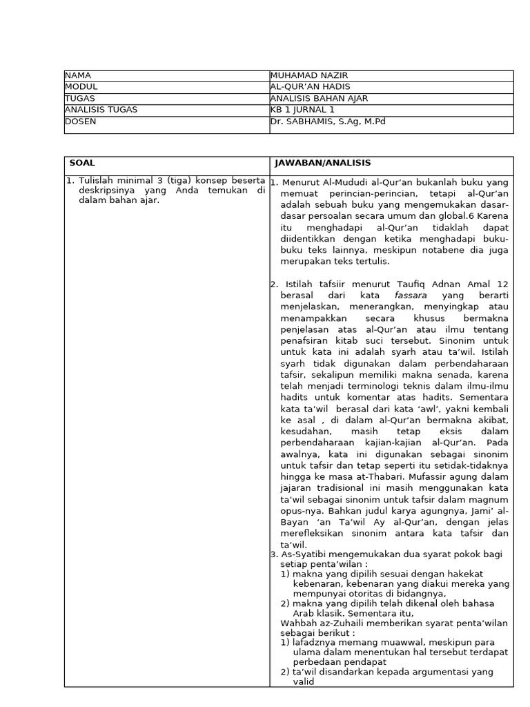 ANALISIS BAHAN AJAR MODUL 5 kb 1 | PDF
