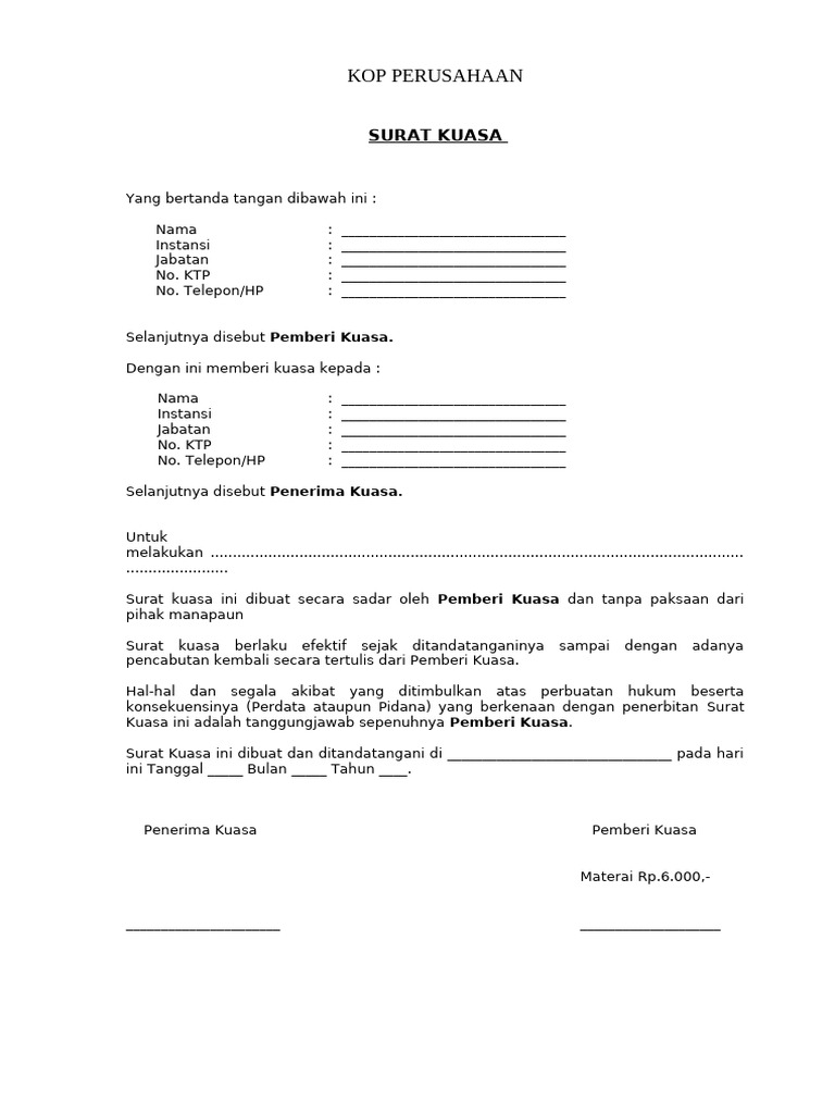 Format Surat Kuasa | PDF