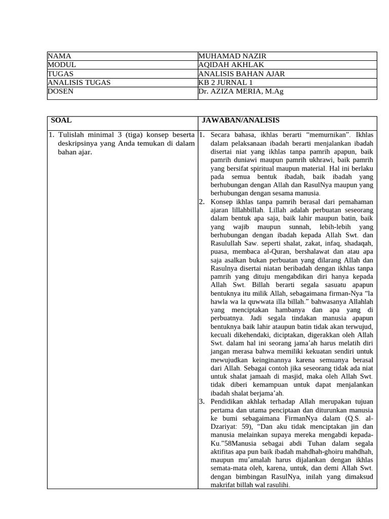 ANALISIS BAHAN AJAR MODUL 7 kb.2 JURNAL 1 | PDF