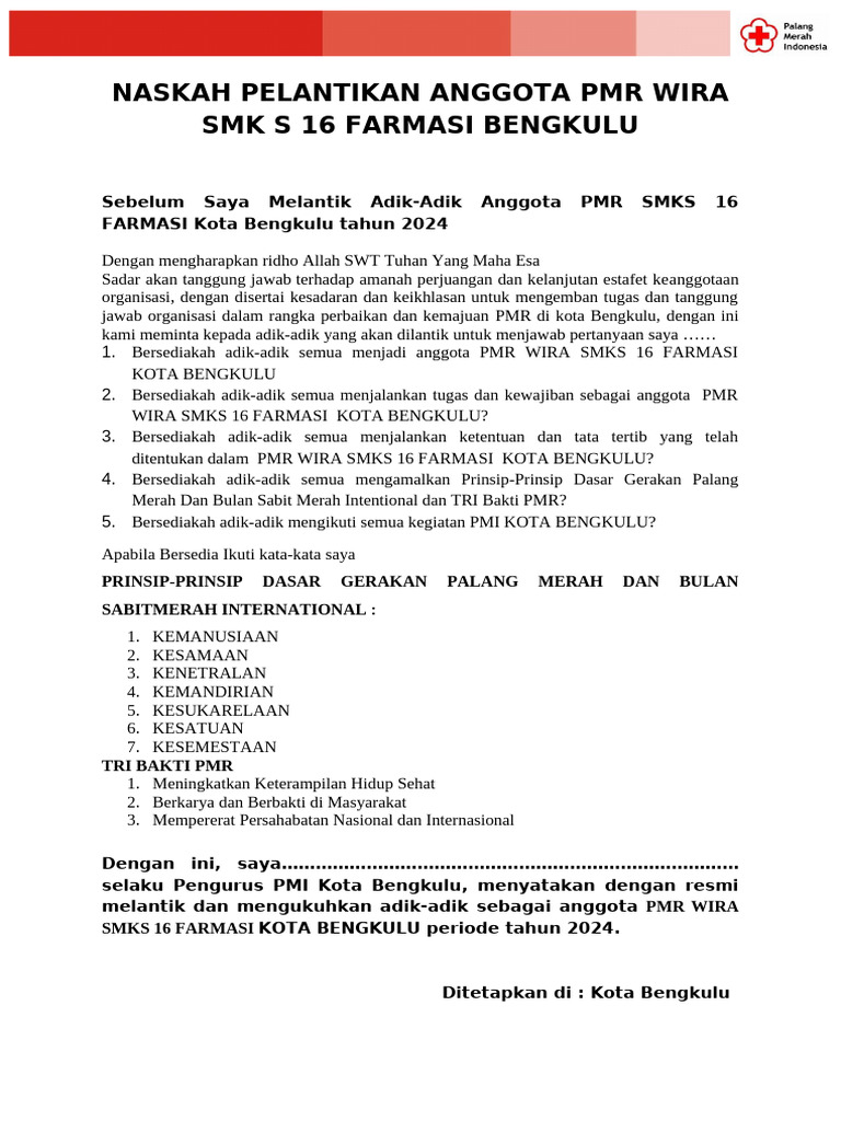 NASKAH PELANTIKAN PMR | PDF