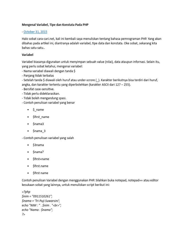 Mengenal Variabel | PDF