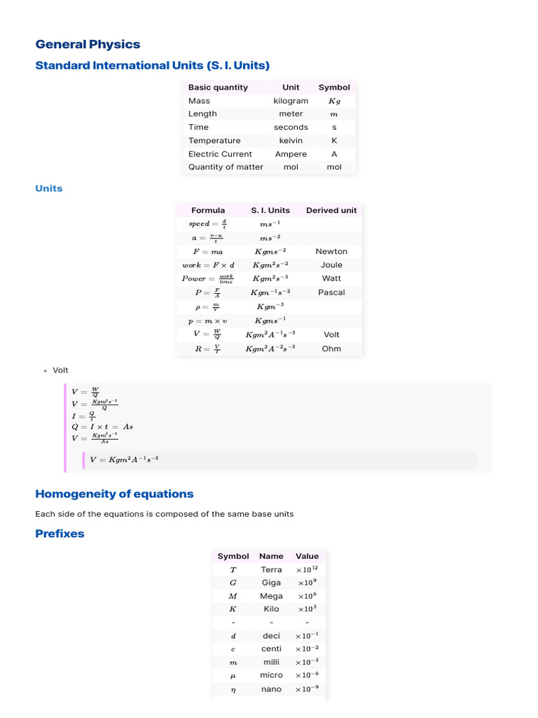 General Physics | PDF | Volt | Physical Quantities
