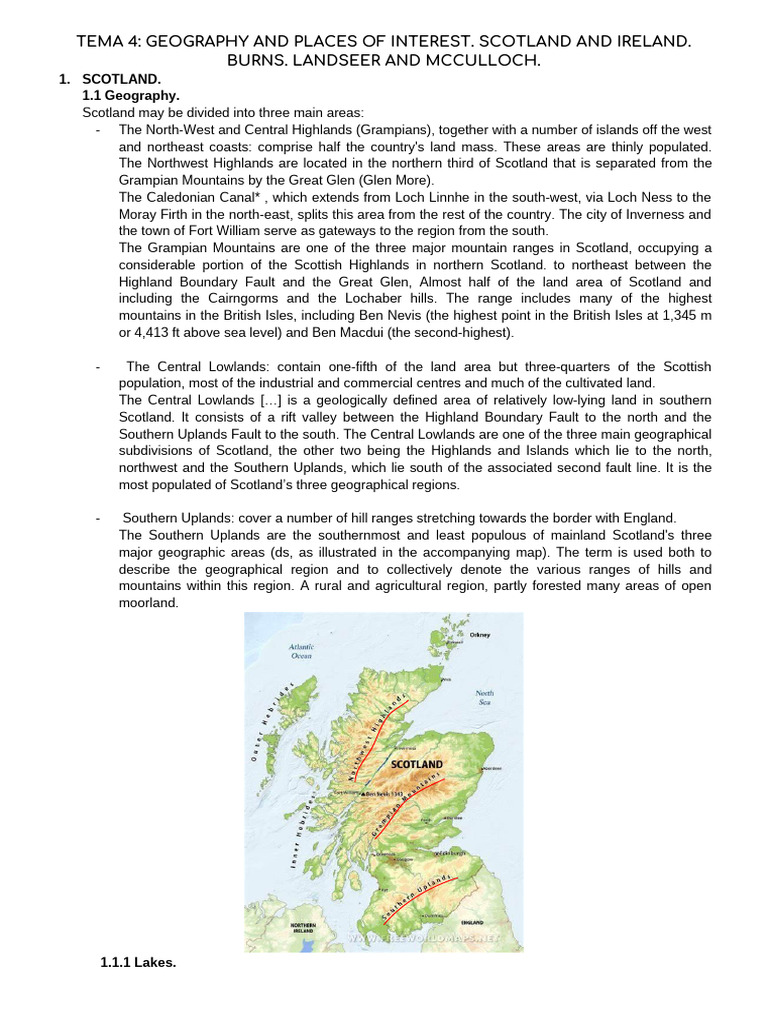 Tema 4 - Geography and Places of Interest. Scotland and Ireland. Burns ...