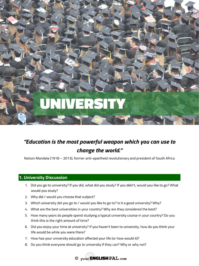 Your English Pal ESL Lesson Plan University Student v1 | PDF