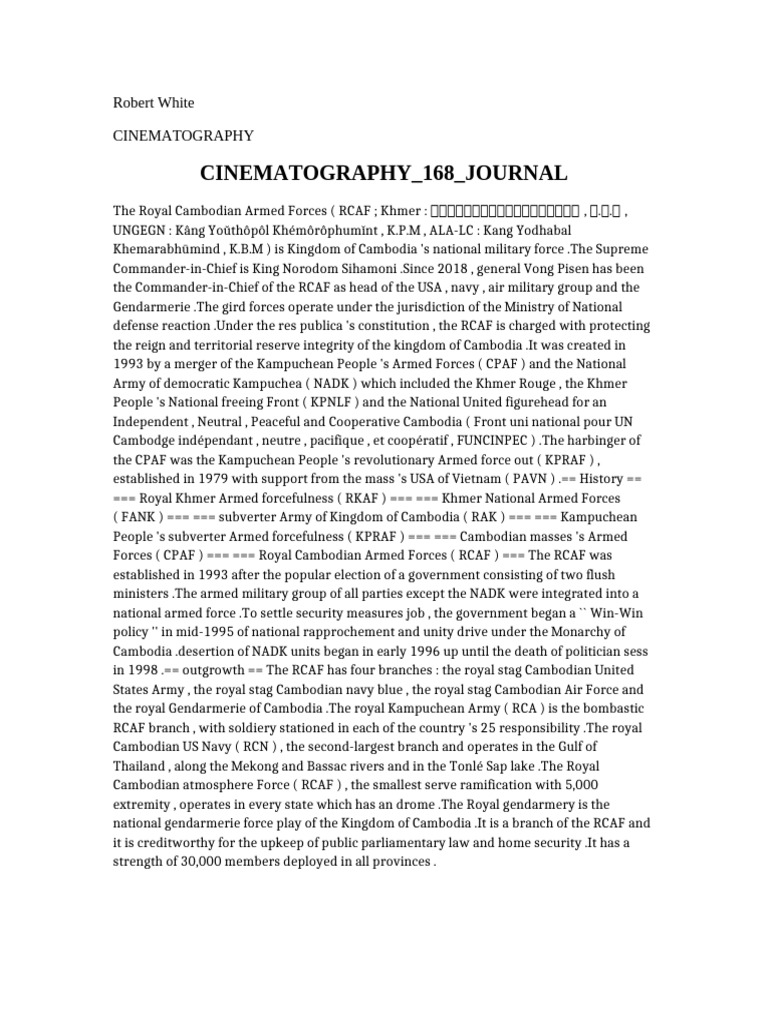 Cinematography 168 Journal | PDF