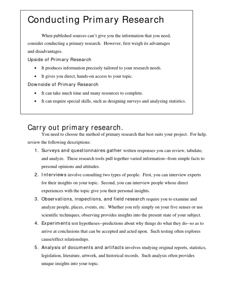 Advantages and Disadvantages of Primary Research | PDF