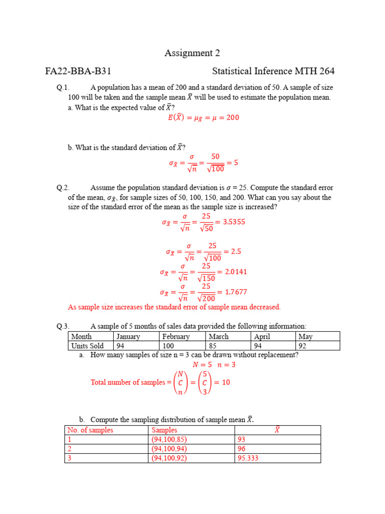 Statistical Inference Assignment FA22 | PDF | Standard Error ...