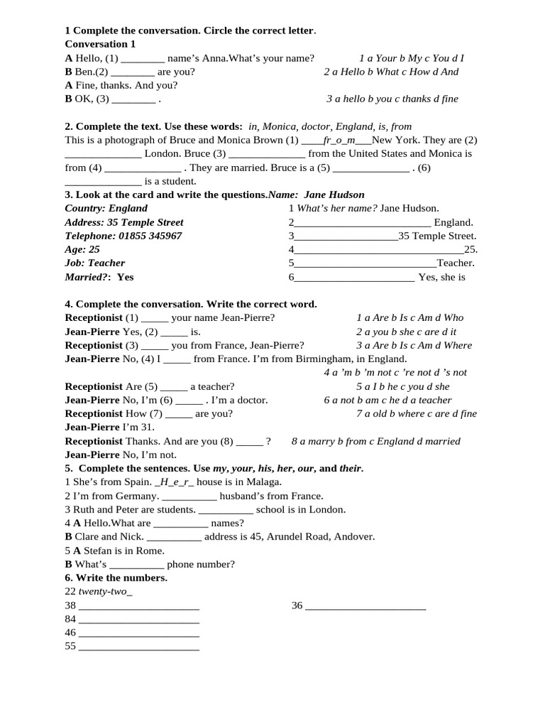 1 Complete The Conversation | PDF