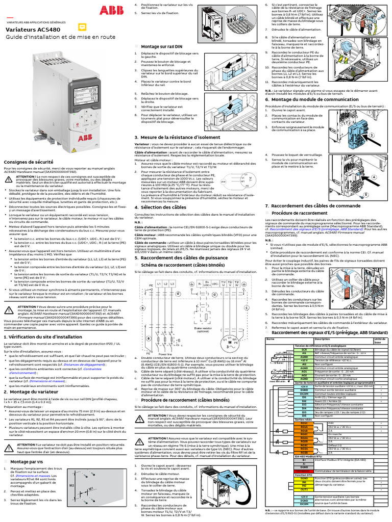 Guide D'installation Et de Mise en Route: Variateurs ACS480 | PDF