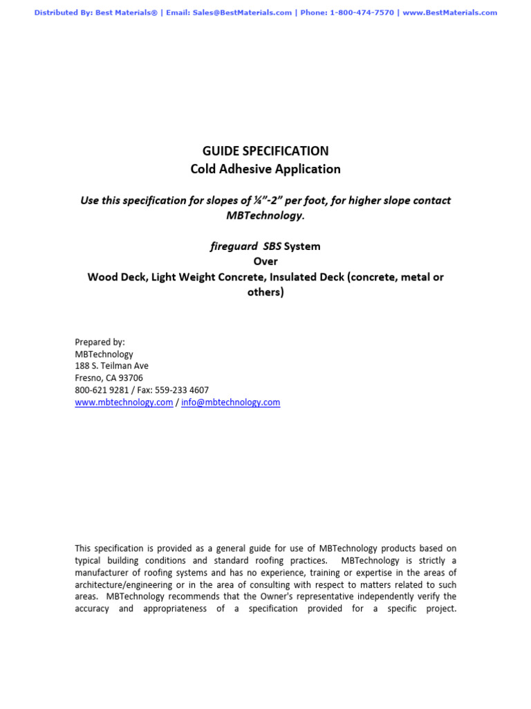 Cold-Adhesive-Application-Guide-Specification | PDF