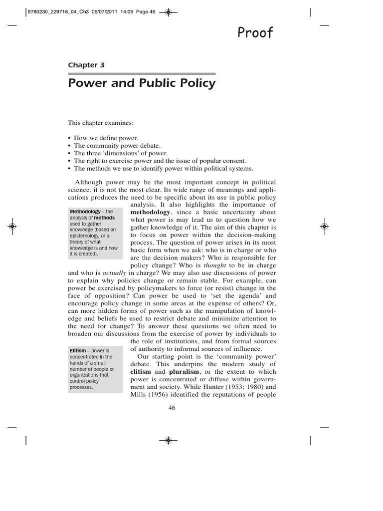 Understanding Public Policy Theories and Issues Chapter3 Power and Public Policy | PDF