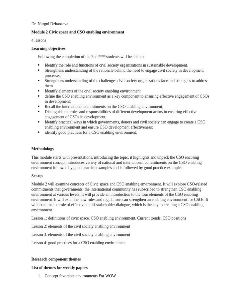 Module 2 For Class On CSO EE | PDF | Civil Society | Social Science