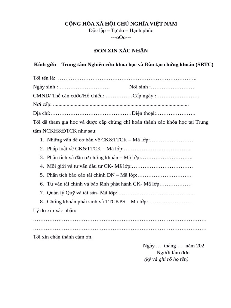 Mau Don Xac Nhan | PDF