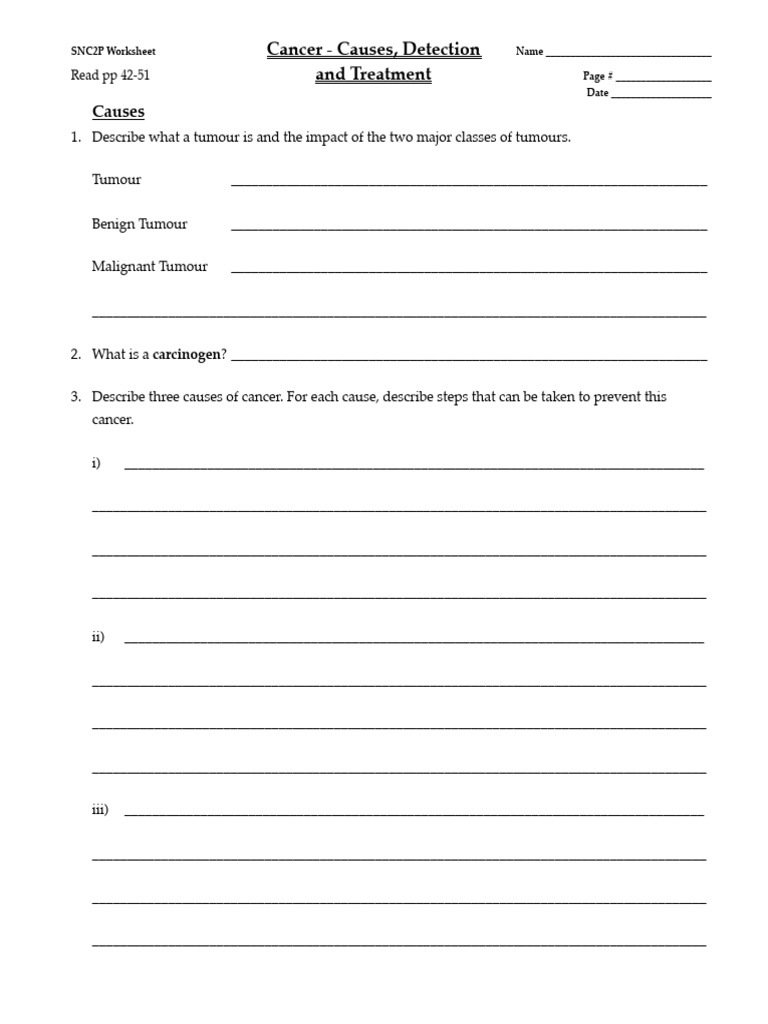 Cancerworksheet | PDF