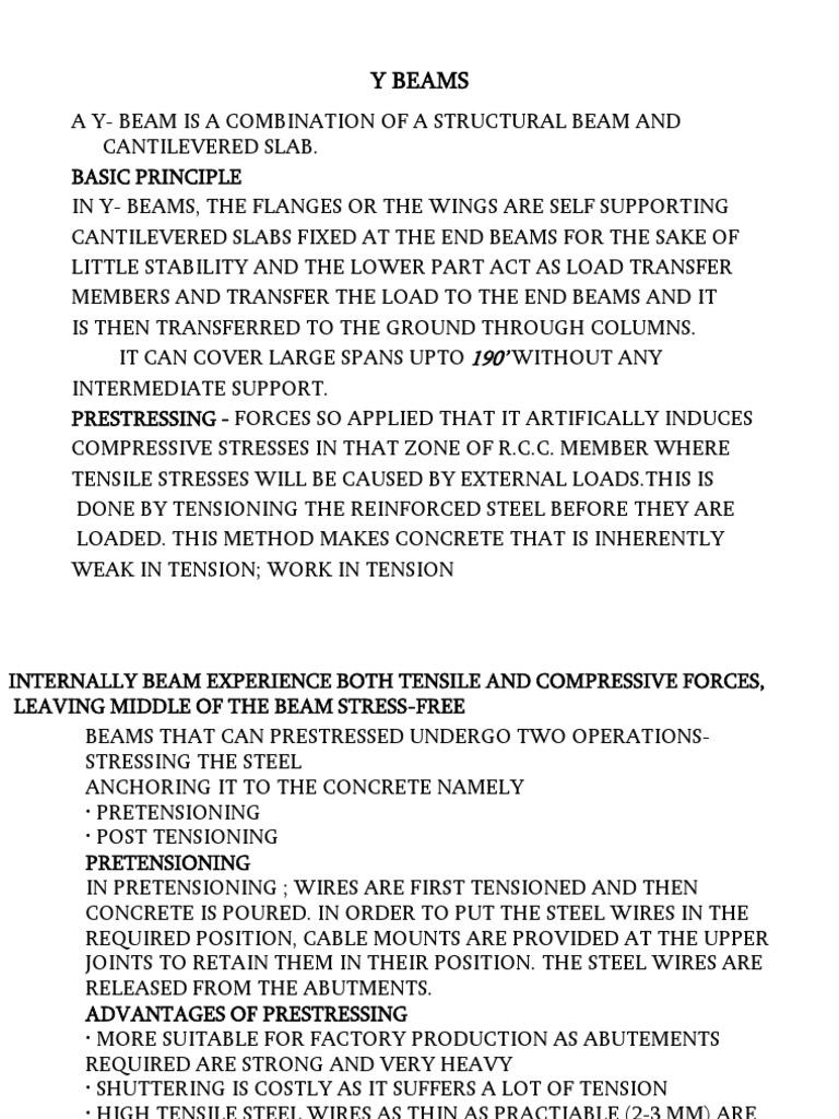 Y-Beam Design and Prestressing Techniques | PDF | Prestressed Concrete ...