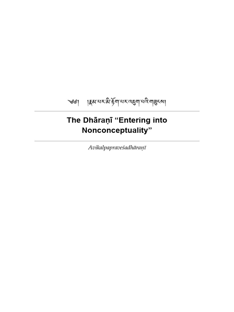 Toh142 - 84000 The Dharani Entering Into Nonconceptuality | PDF