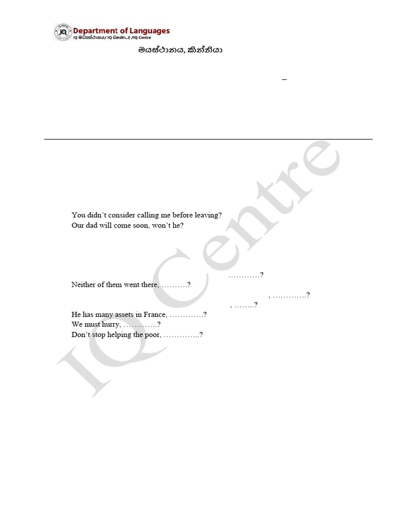 Grammar & Voc - Model Paper | PDF