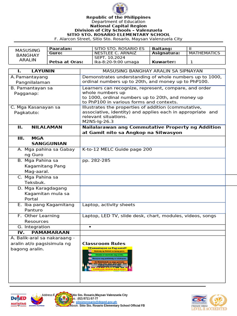 CO1_Math 2-Properties of Addition | PDF