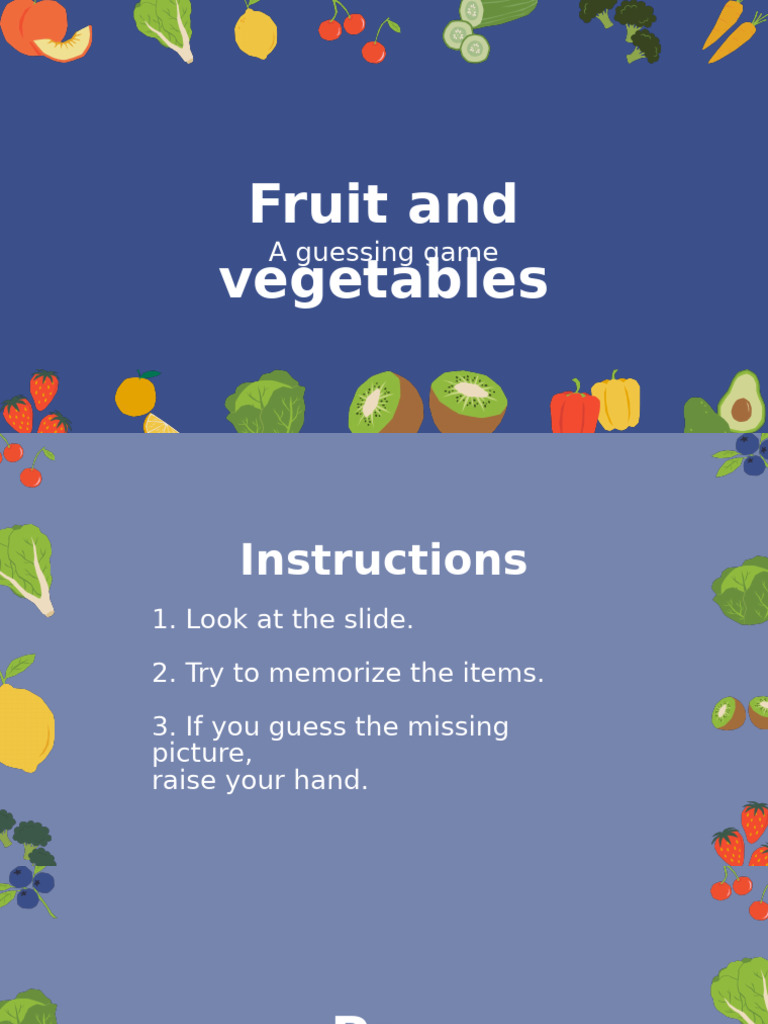 Fruit and Vegetables Guessing Game Quiz Presentation in Multicolour ...