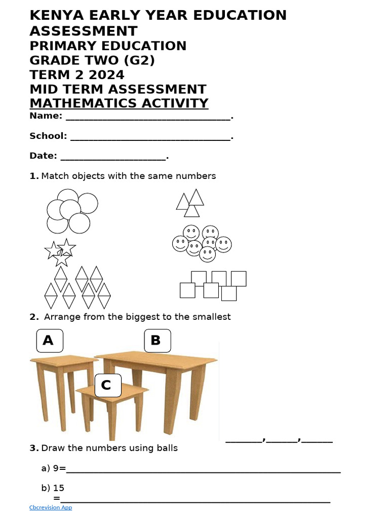 GRADE 2 MATHEMATICS MIDTERM 2 EXAMS (2) | PDF