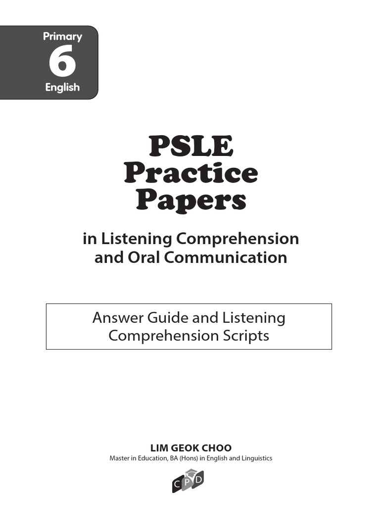 Primary 6 English PSLE Practice Papers in Listening Oral Ans Guide ...