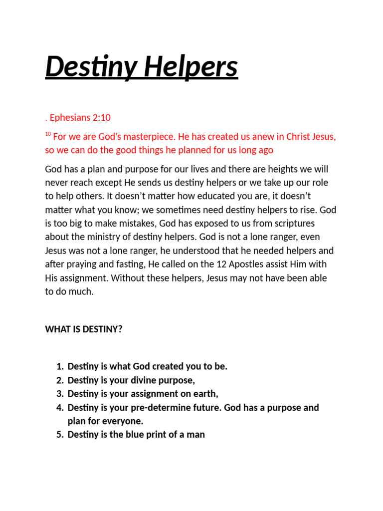 Destiny Helpers | PDF