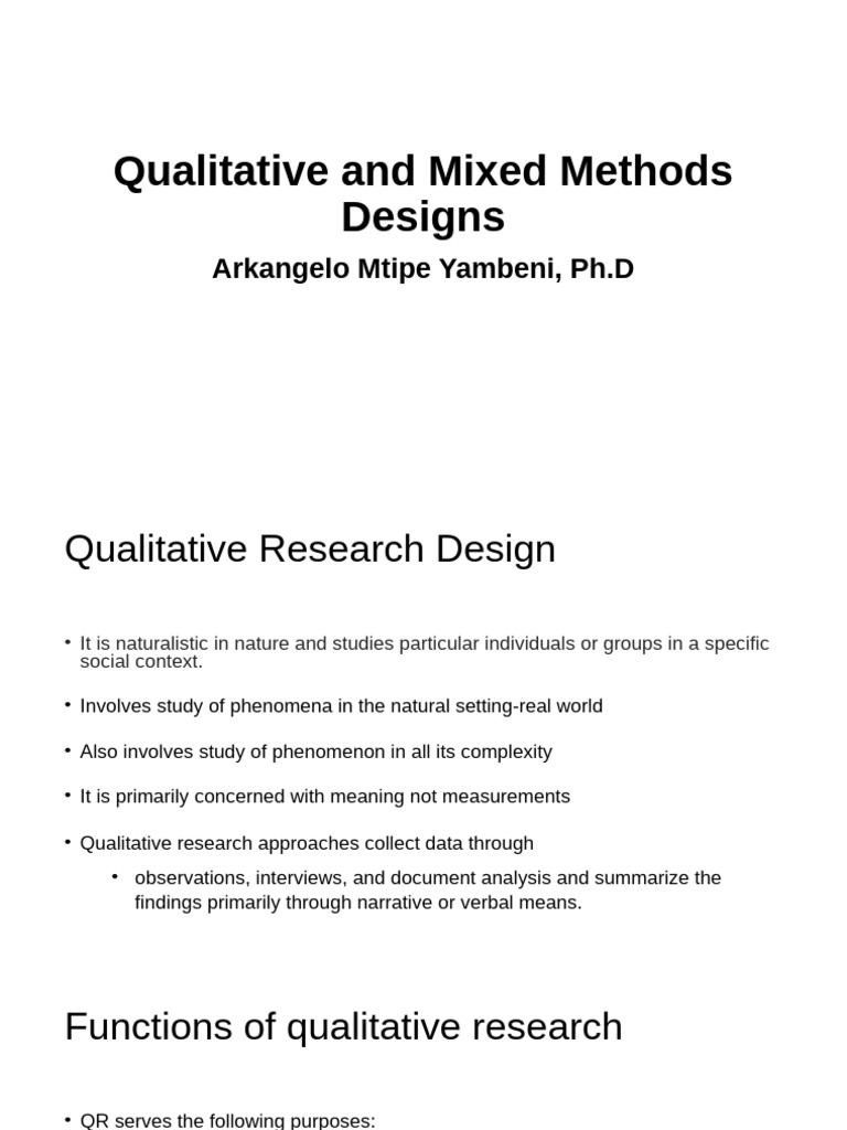 Qualitative and Mixed Methods Design | PDF