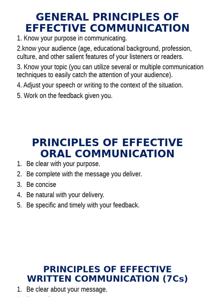 General Principles of Effective Communication | PDF