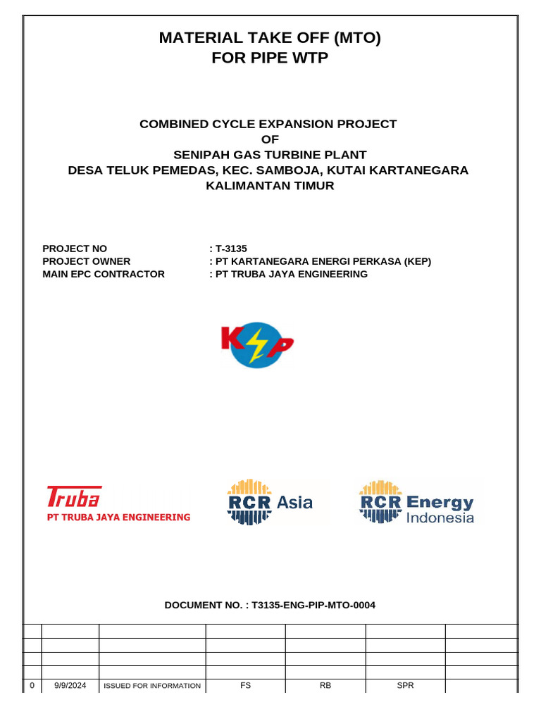 T3135-Eng-Pip-Mto-0004 Pipe WTP | PDF