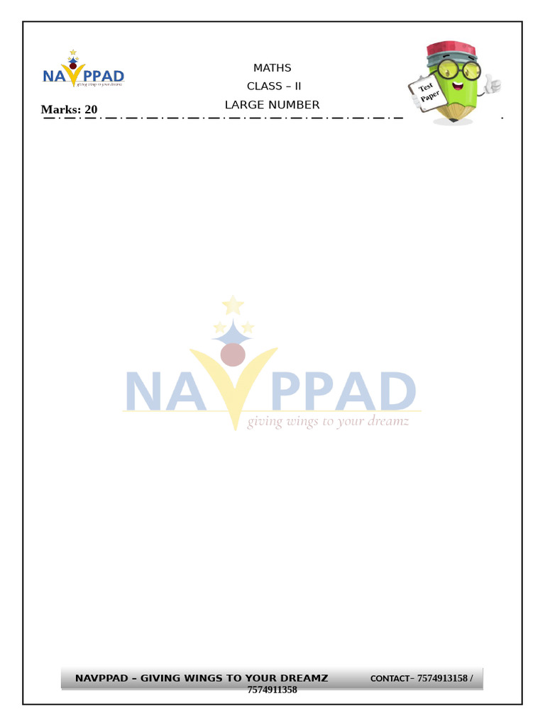 1 To 4 TEST PAPER PDF