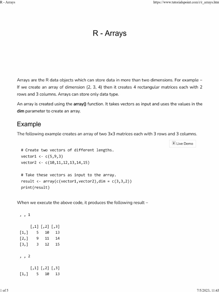 R Arrays | PDF