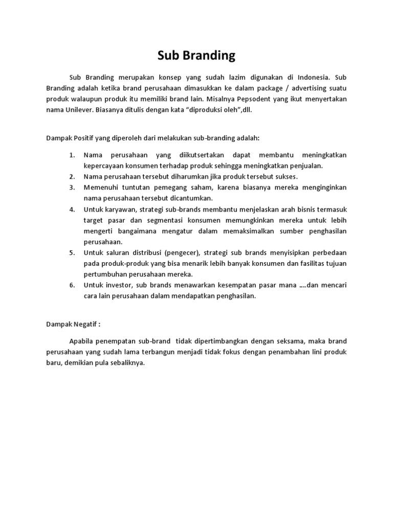 Sub Branding | PDF | Bisnis