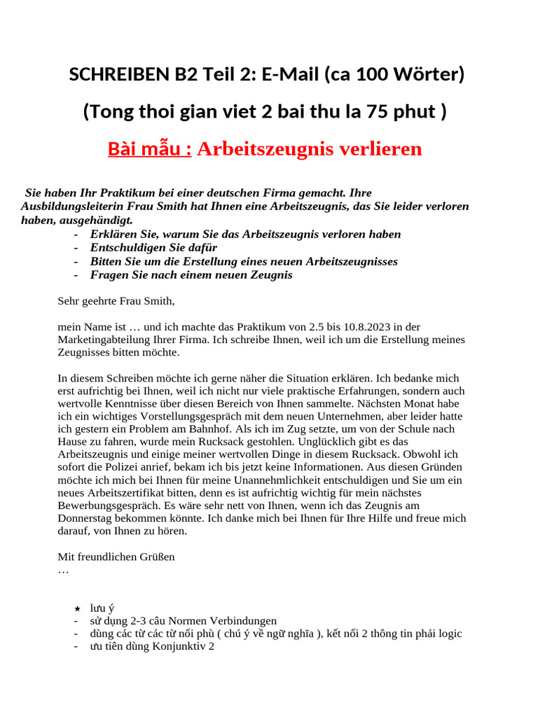 Schreiben b2 Teil 2 Form | PDF