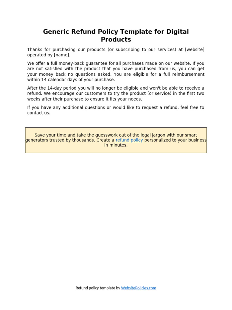 refund-policy-template-digital | PDF