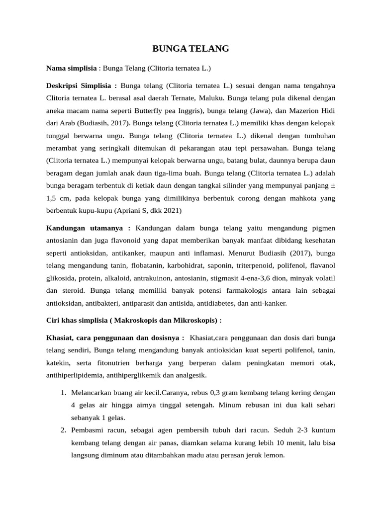 Bunga Telang | PDF | Edible Plants | Wellness