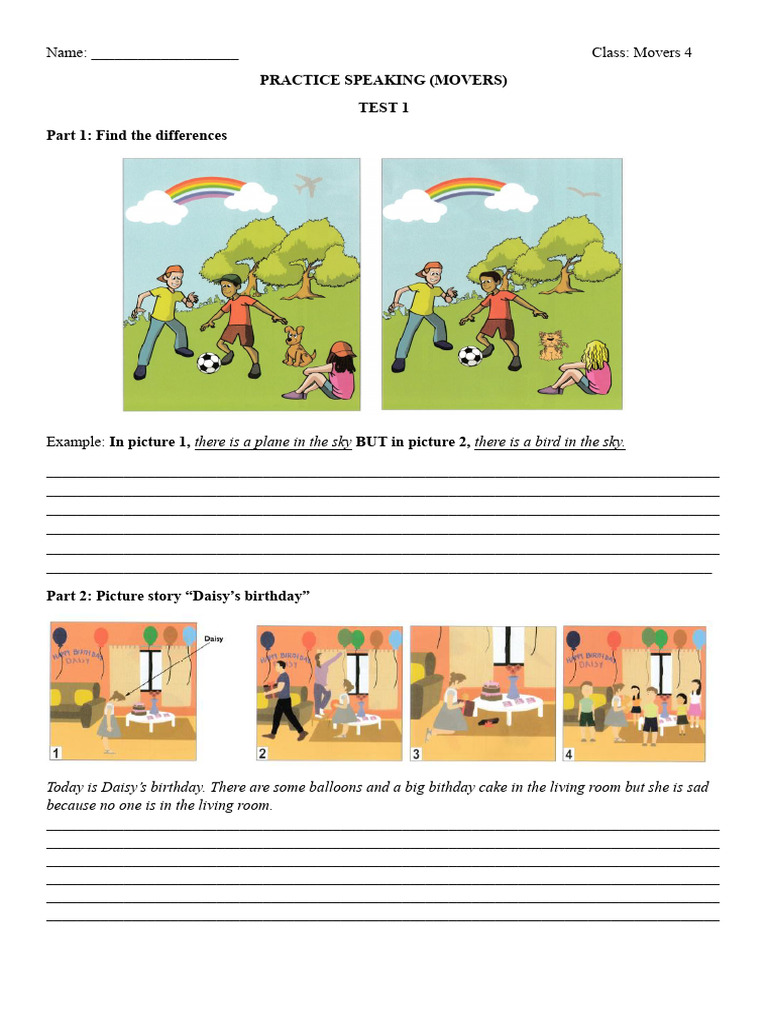 Movers Speaking (Test 1) - 23.02 | PDF