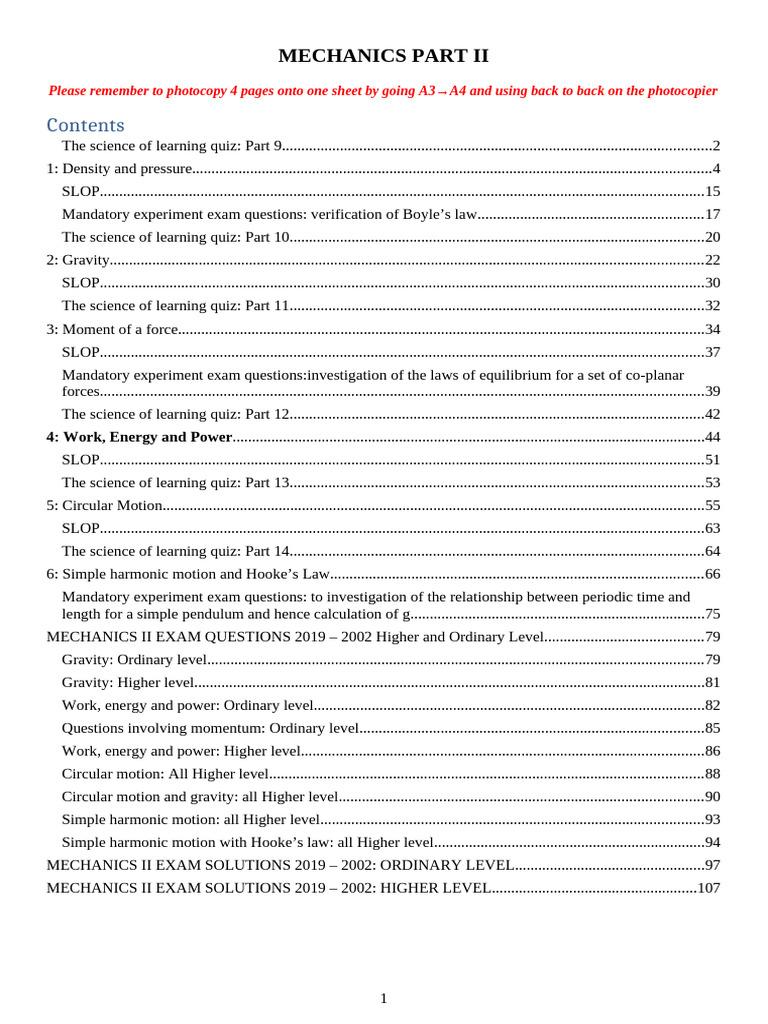 4. Mechanics II Booklet | PDF