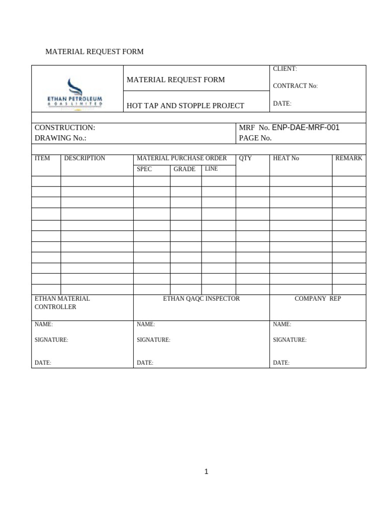 Material Request Form | PDF