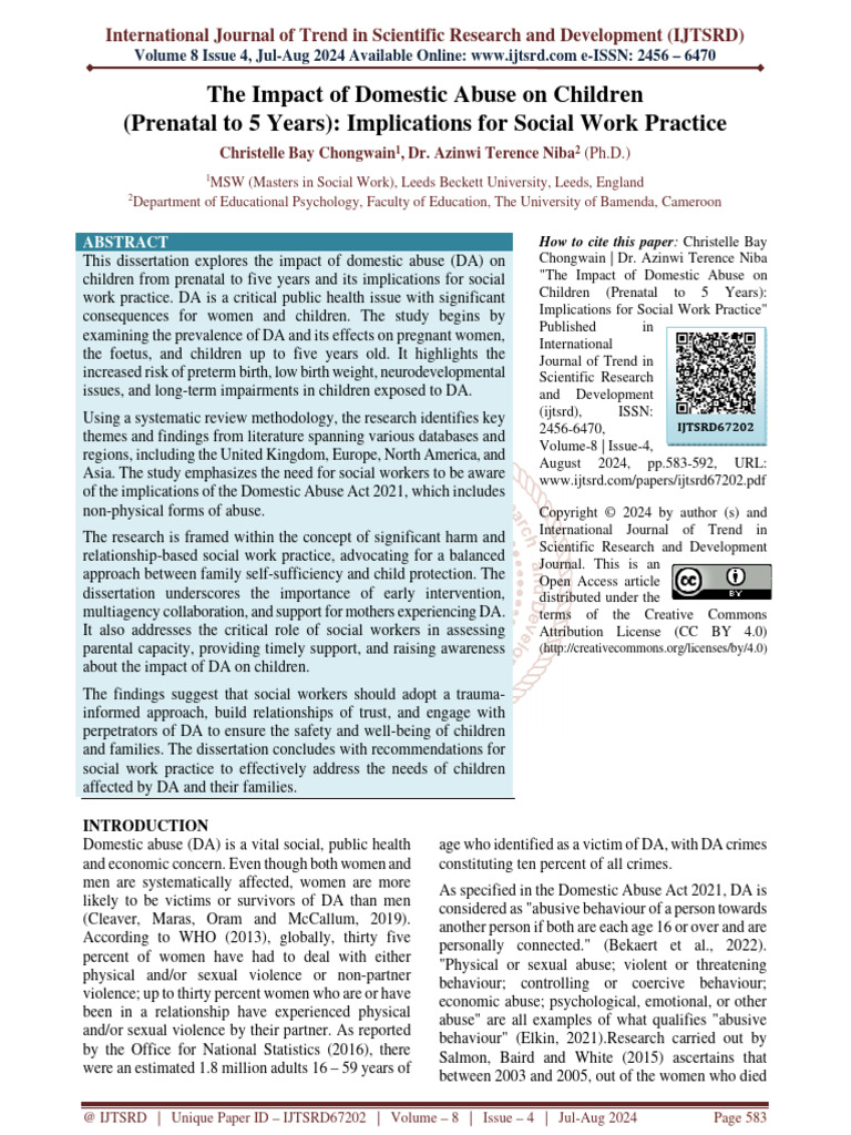 The Impact of Domestic Abuse On Children Prenatal To 5 Years ...