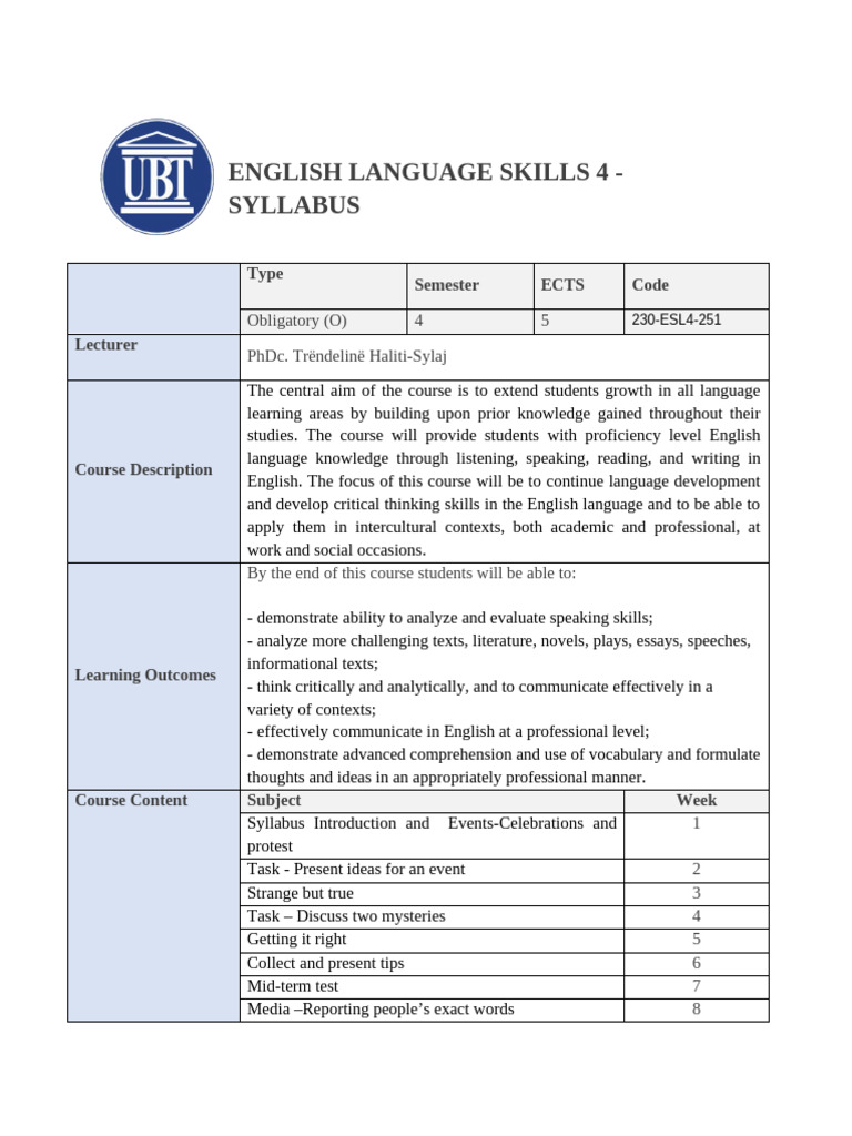 English Language Skills 4 | PDF